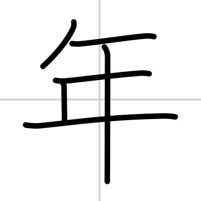 Kanji details for 年 - JapanDict: Japanese Dictionary